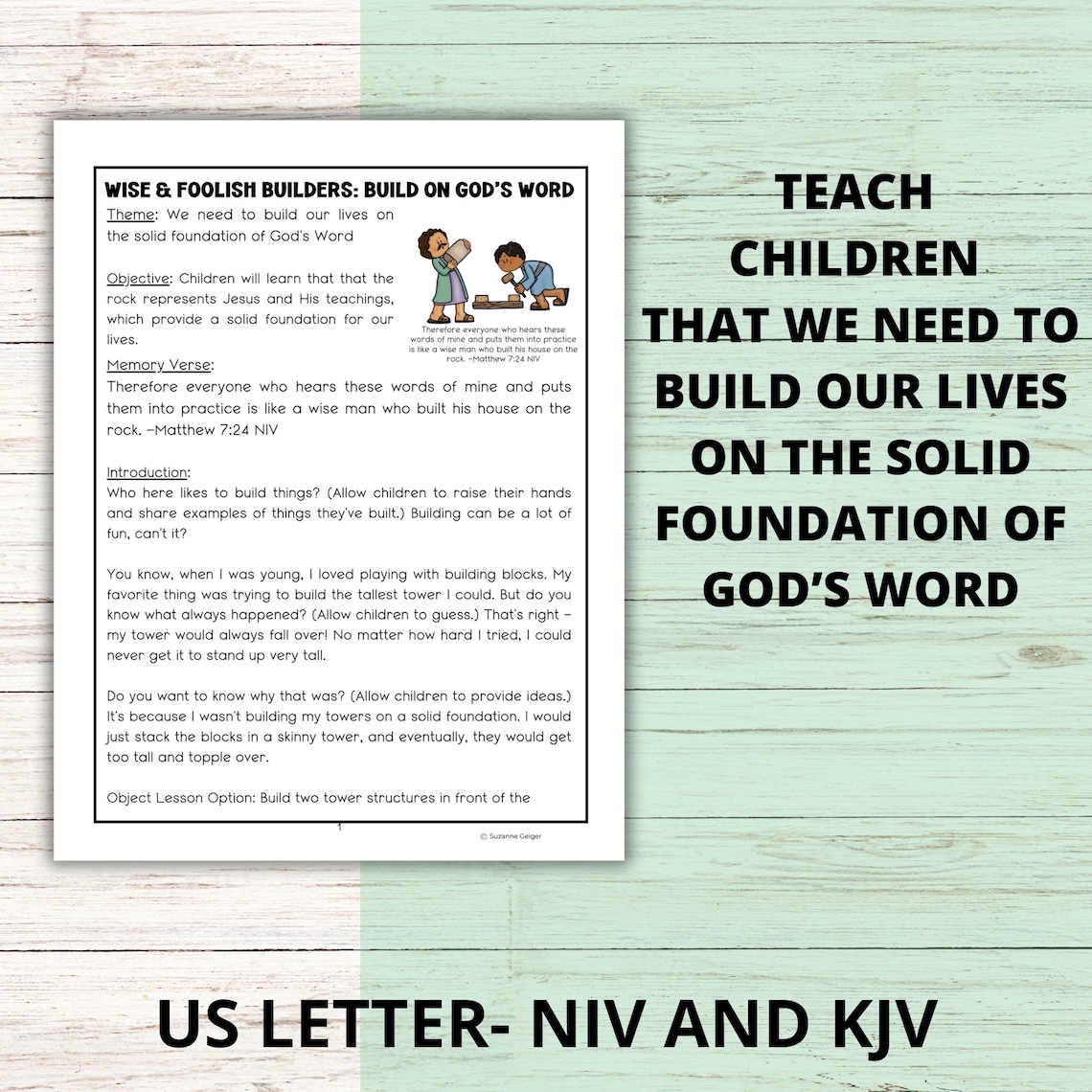 Parable of the Wise and Foolish Builders Sunday School Lesson for Kids ...