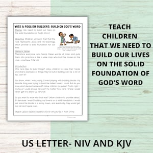 Parable of the Wise and Foolish Builders Sunday School Lesson for Kids ...