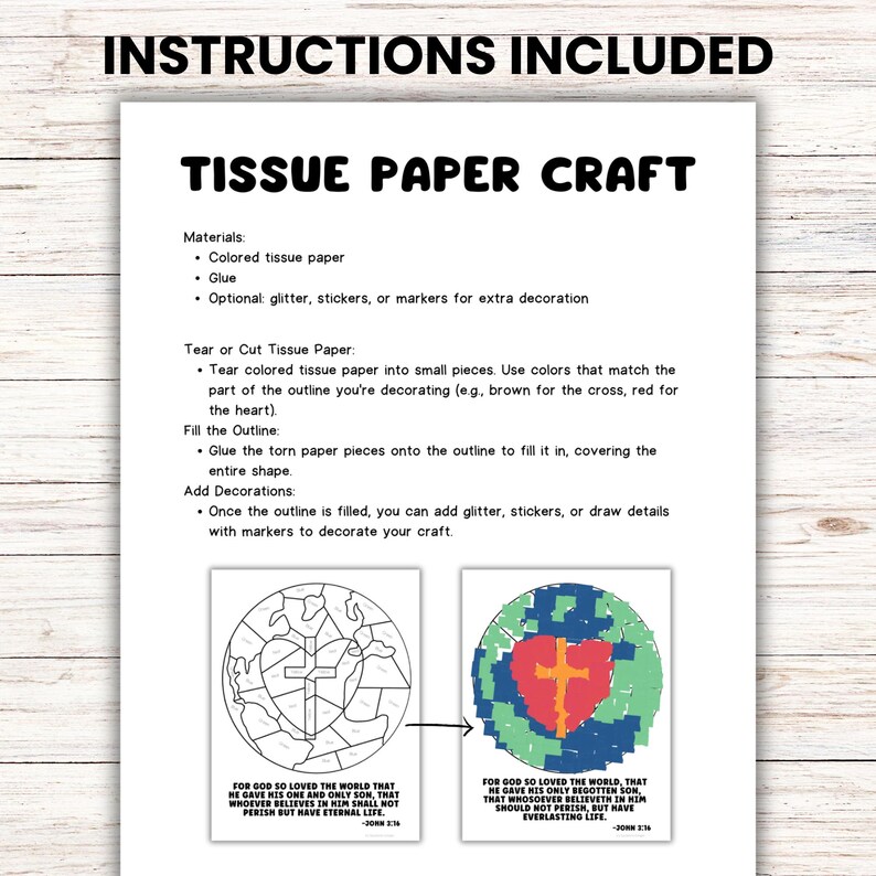 God so Loved the World Torn Paper Bible Craft, John 3:16 Sunday School ...