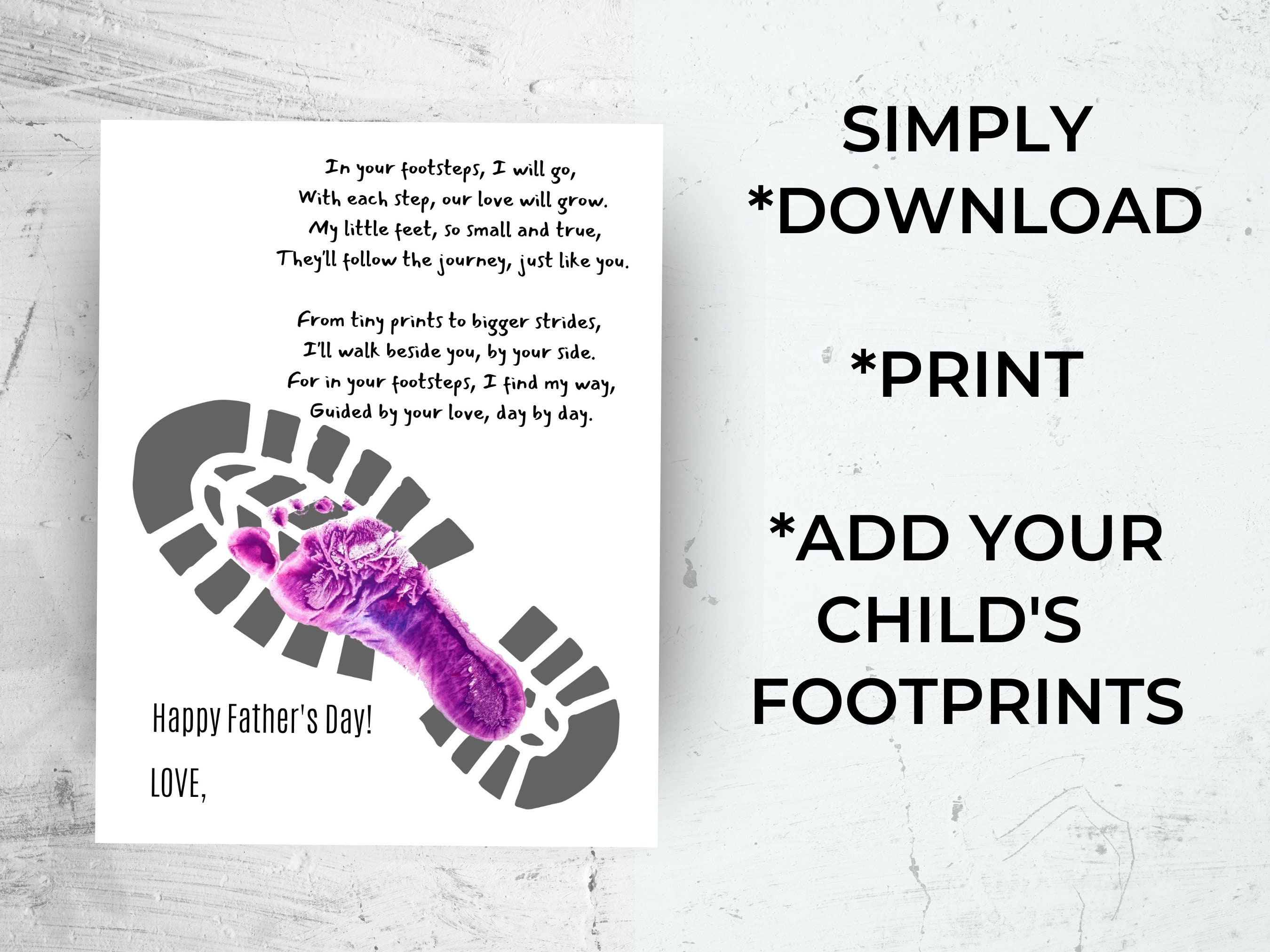 Fathers Day Footprint Craft Gift for Dad, DIY Printable Dad Keepsake ...