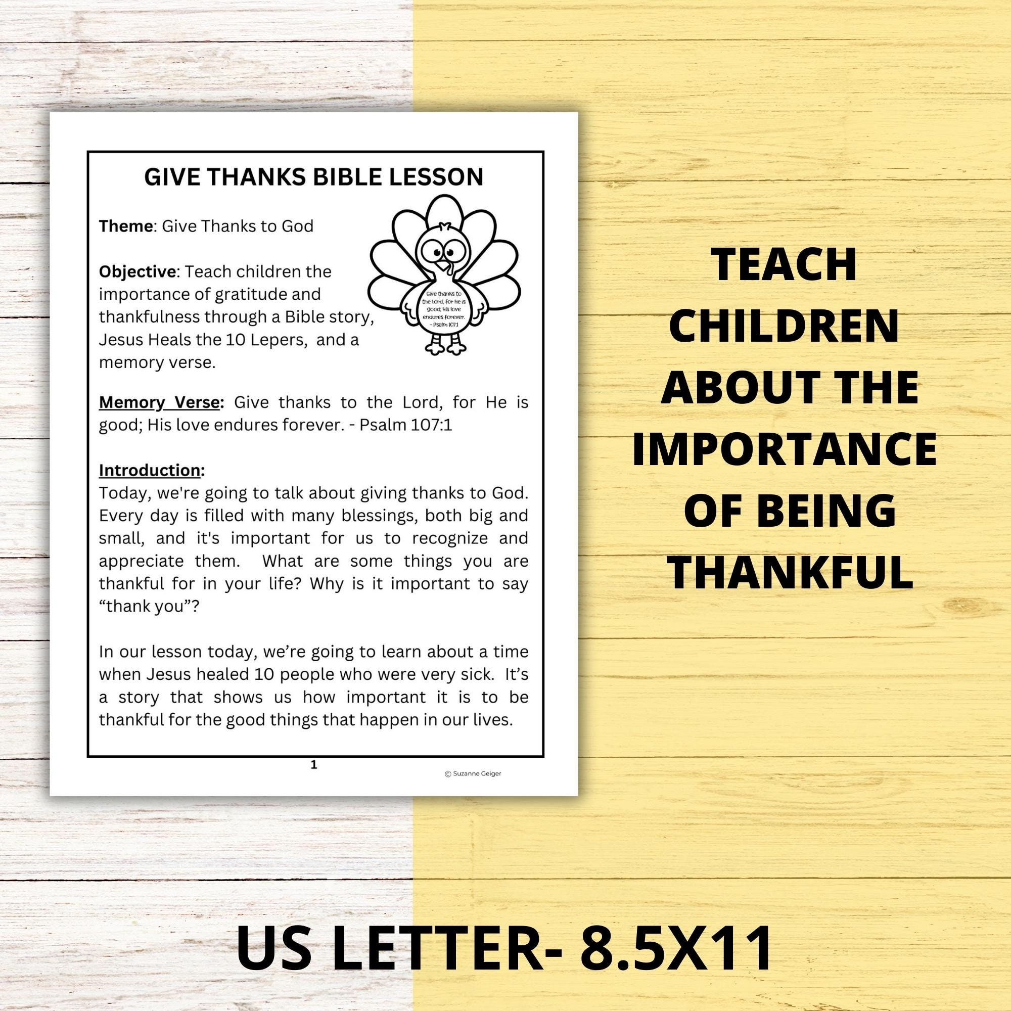 Give Thanks Thanksgiving Bible Lesson and Prayer Wheel for Kids ...