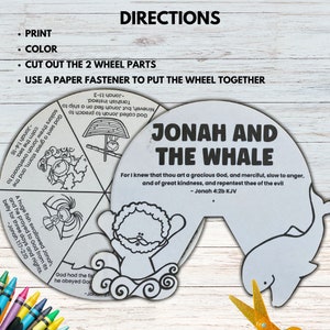 Jonah and the Whale Bible Wheel Craft, Jonah Bible Coloring Craft ...