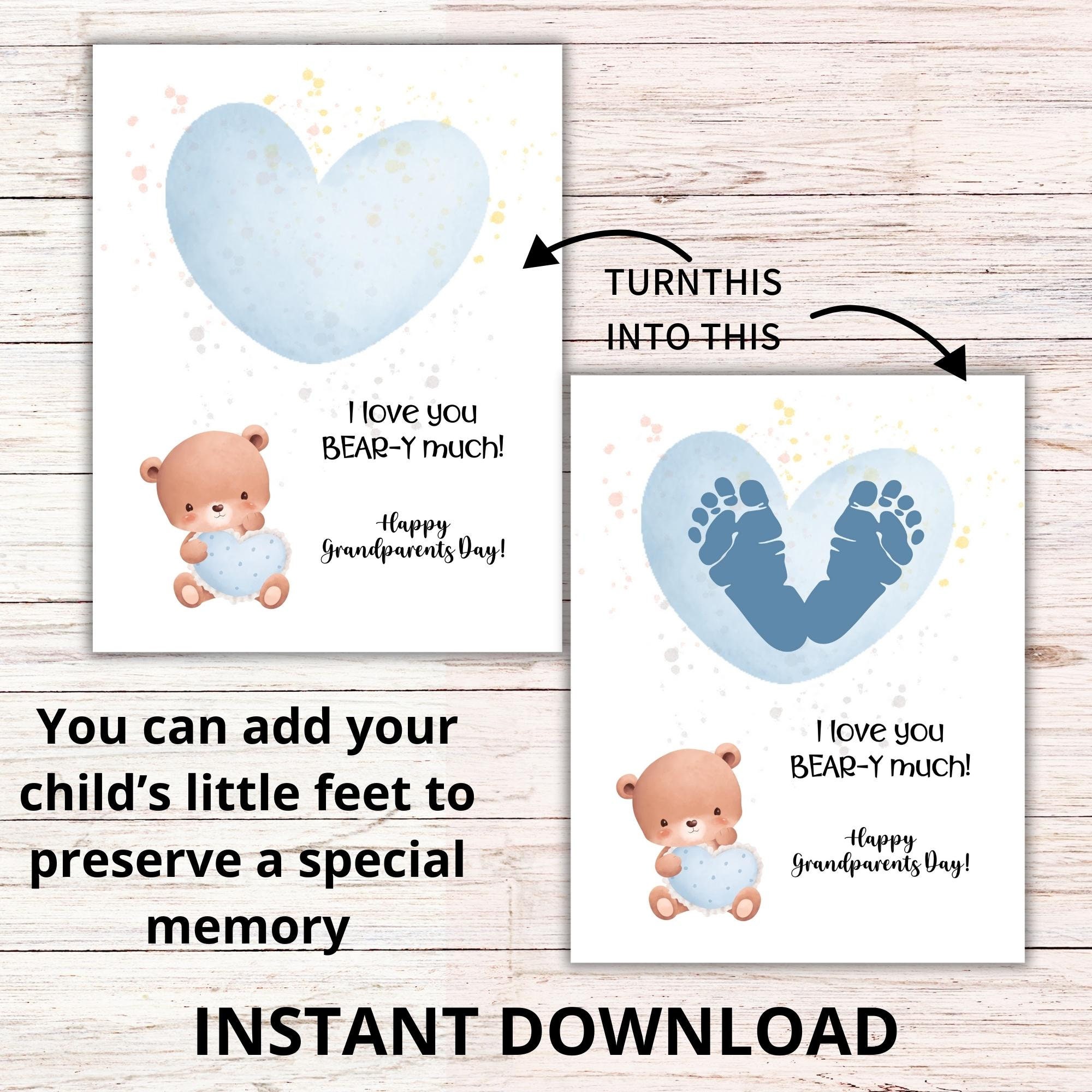 Grandparents Day Handprint Craft, Printable Gift DIY Keepsake Card for ...