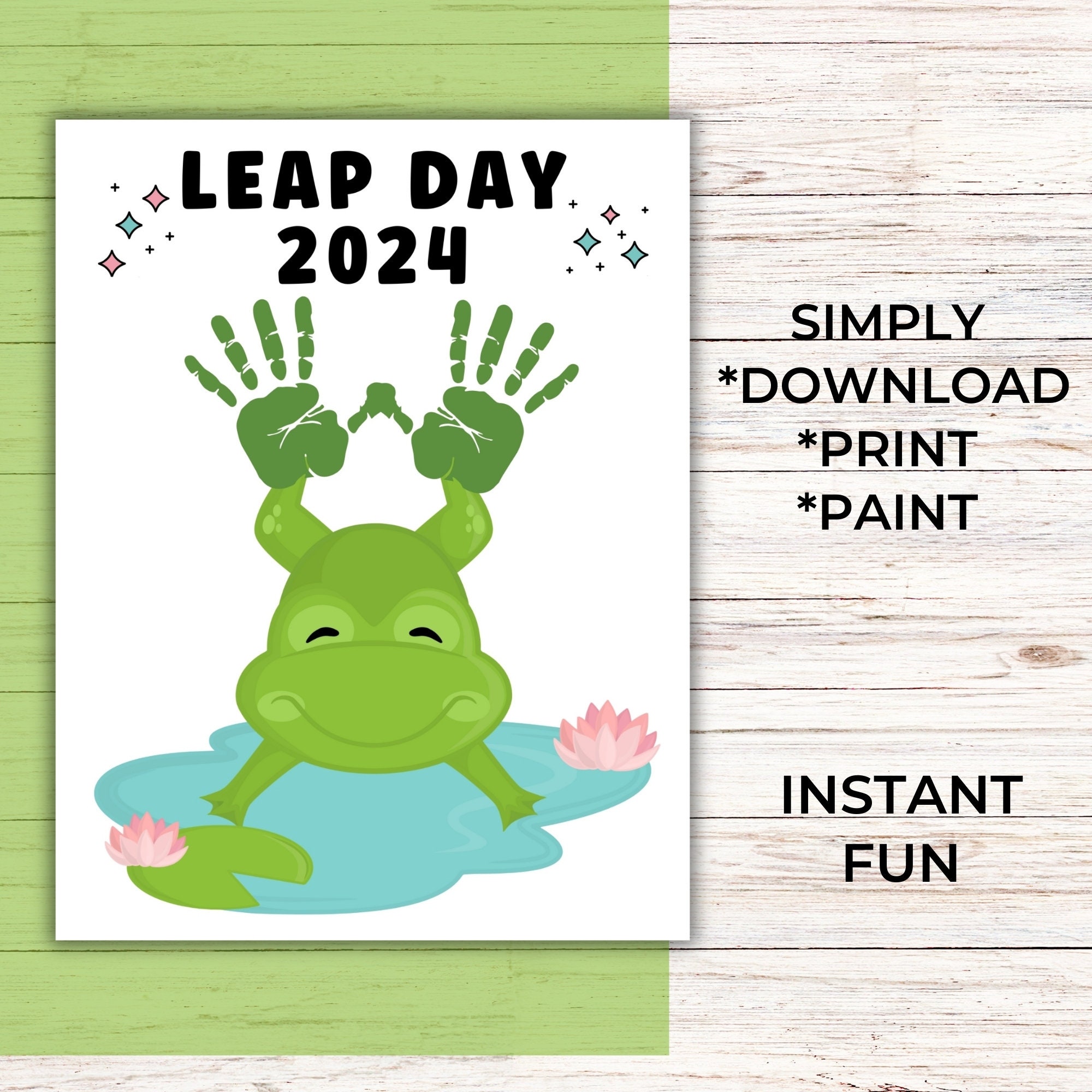 Leap Year 2024 Handprint Craft, Leap Day Handprint Art, Frog Handprint ...