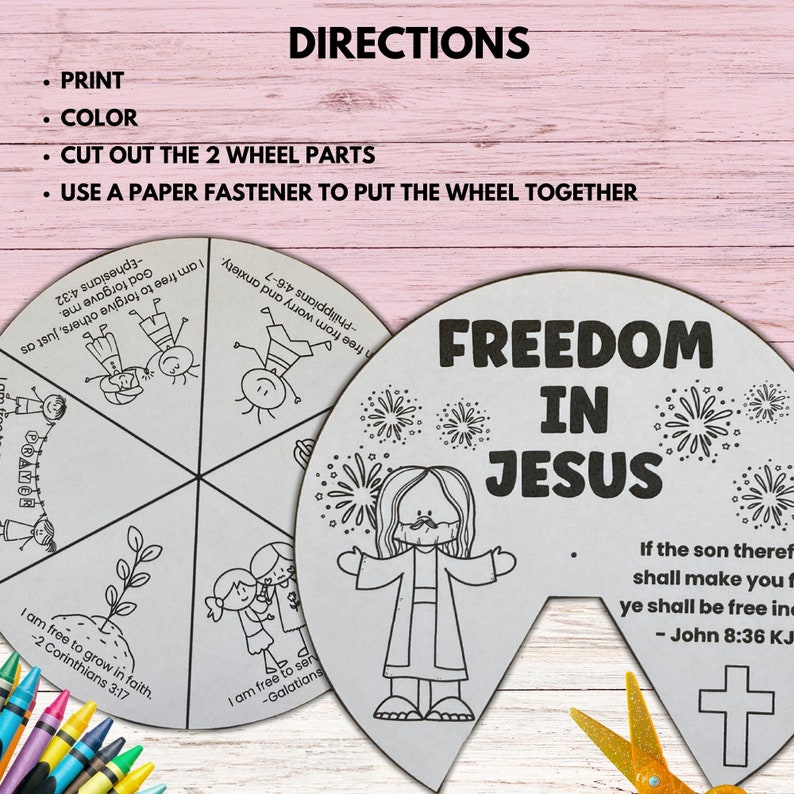 July 4th Bible Wheel Craft Lesson, Freedom in Jesus 4th of July Bible ...