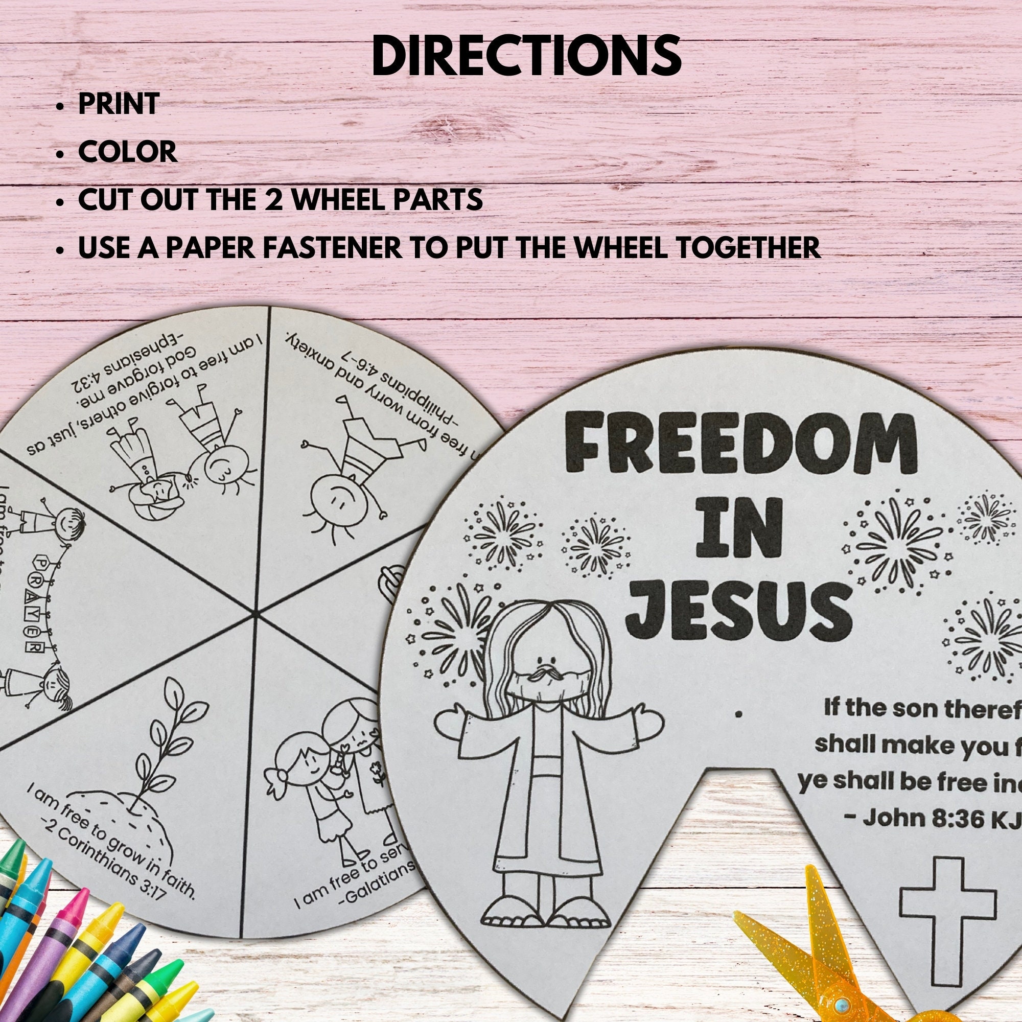 July 4th Bible Wheel Craft Lesson, Freedom in Jesus 4th of July Bible ...