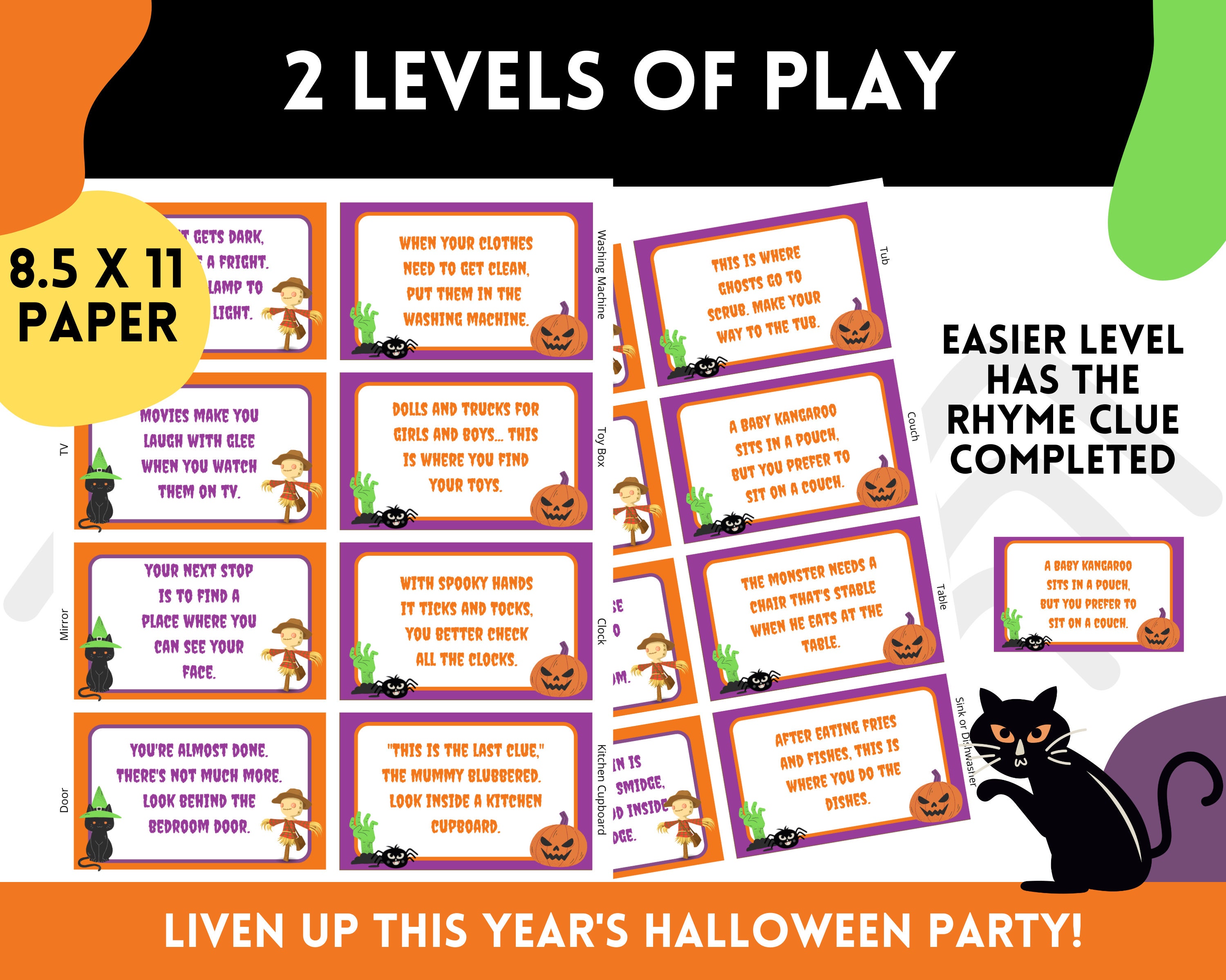 Halloween Indoor Scavenger Hunt for Kids, Printable 8.5 X 11 PDF, Easy ...