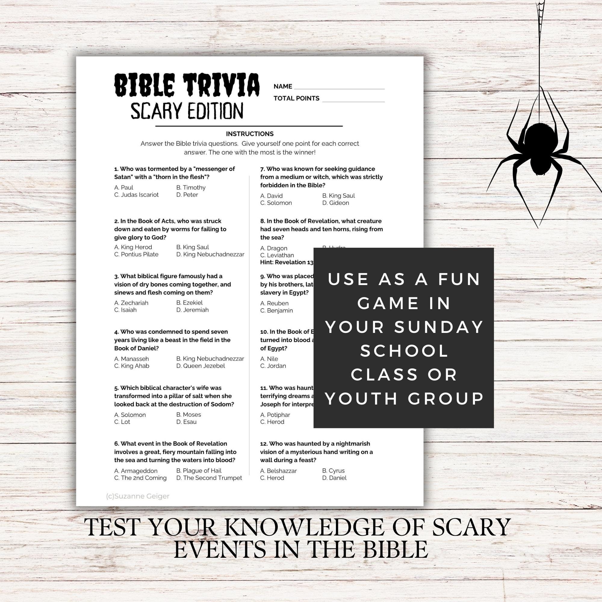 Christian Halloween Scary Bible Trivia Game for Church and Families ...