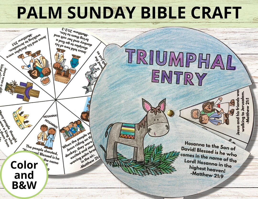 Palm Sunday Bible Craft, Easter Bible Story Lesson Wheel, Holy Week ...