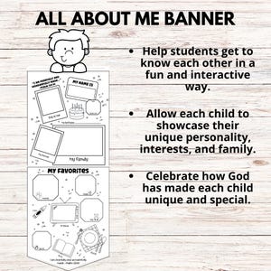 All About Me Bible Craft Activity Banner, Psalm 139:14 Craft Facts ...