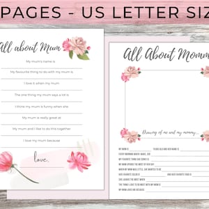 All About Mom Printable Gift for Mother's Day Mother's Day ...