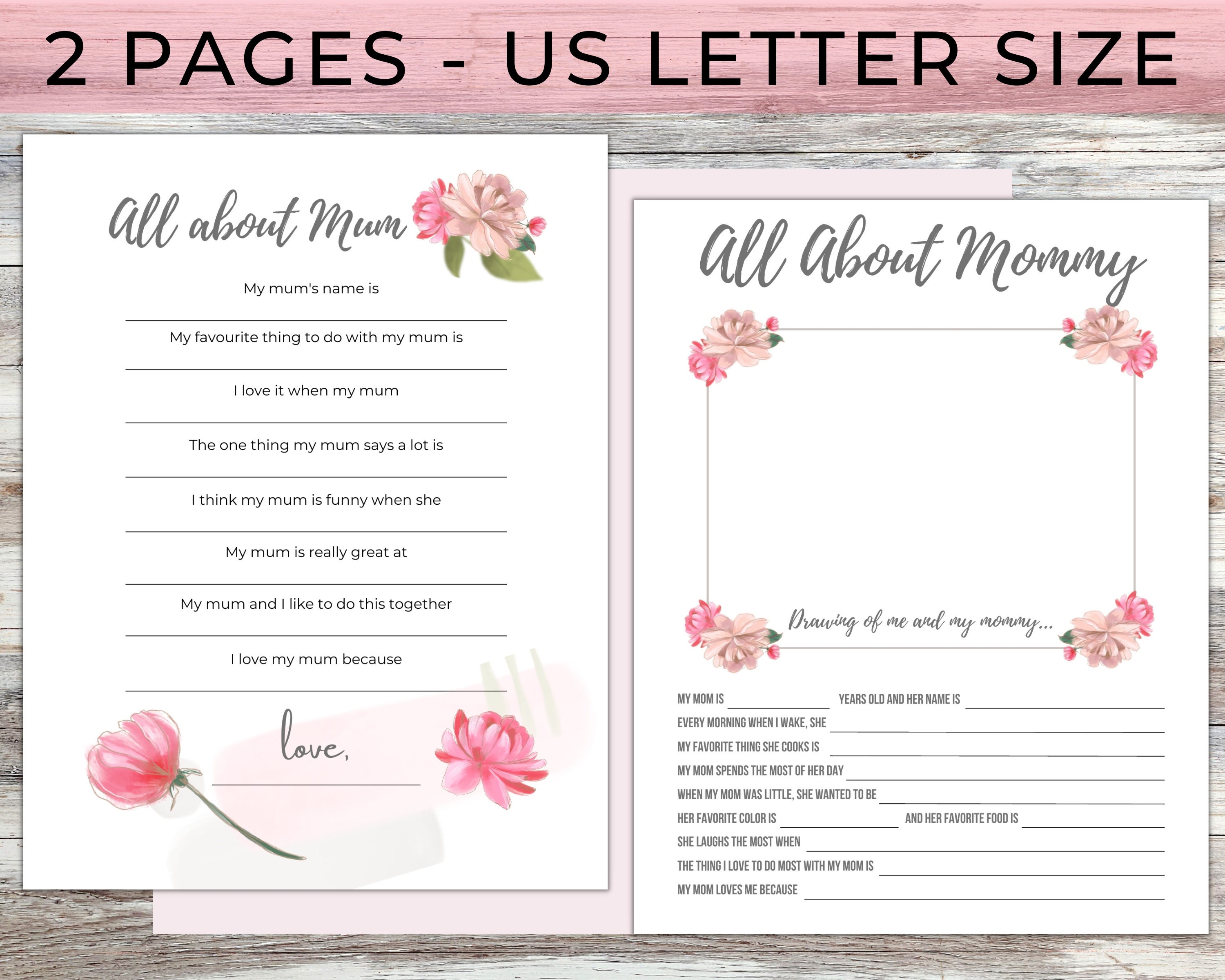 All About Mom Printable Gift for Mother's Day Mother's Day ...
