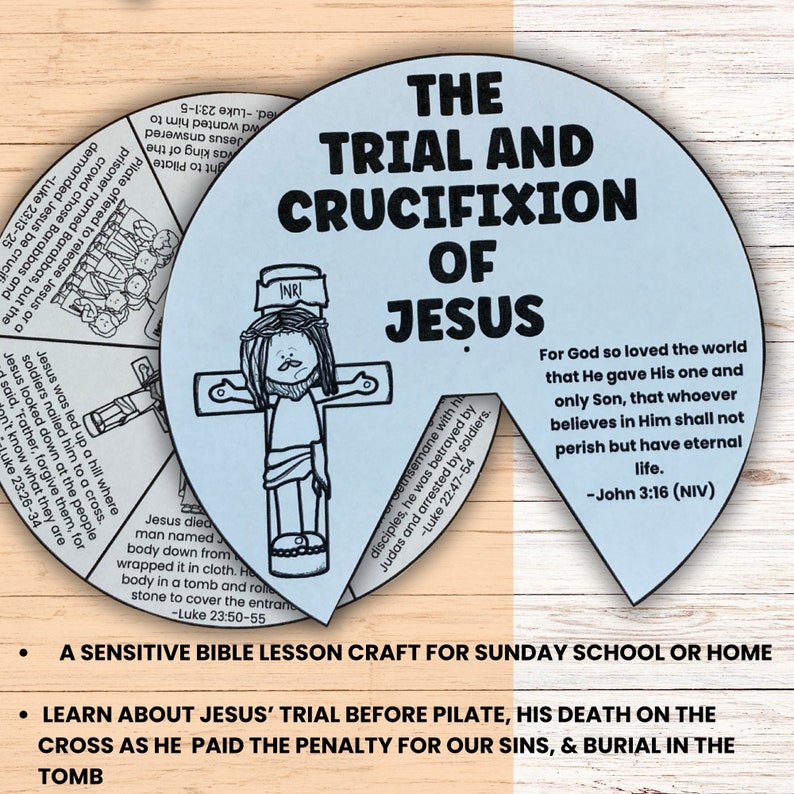 Jesus's Trial and Crucifixion Holy Week Bible Coloring Wheel Craft for ...