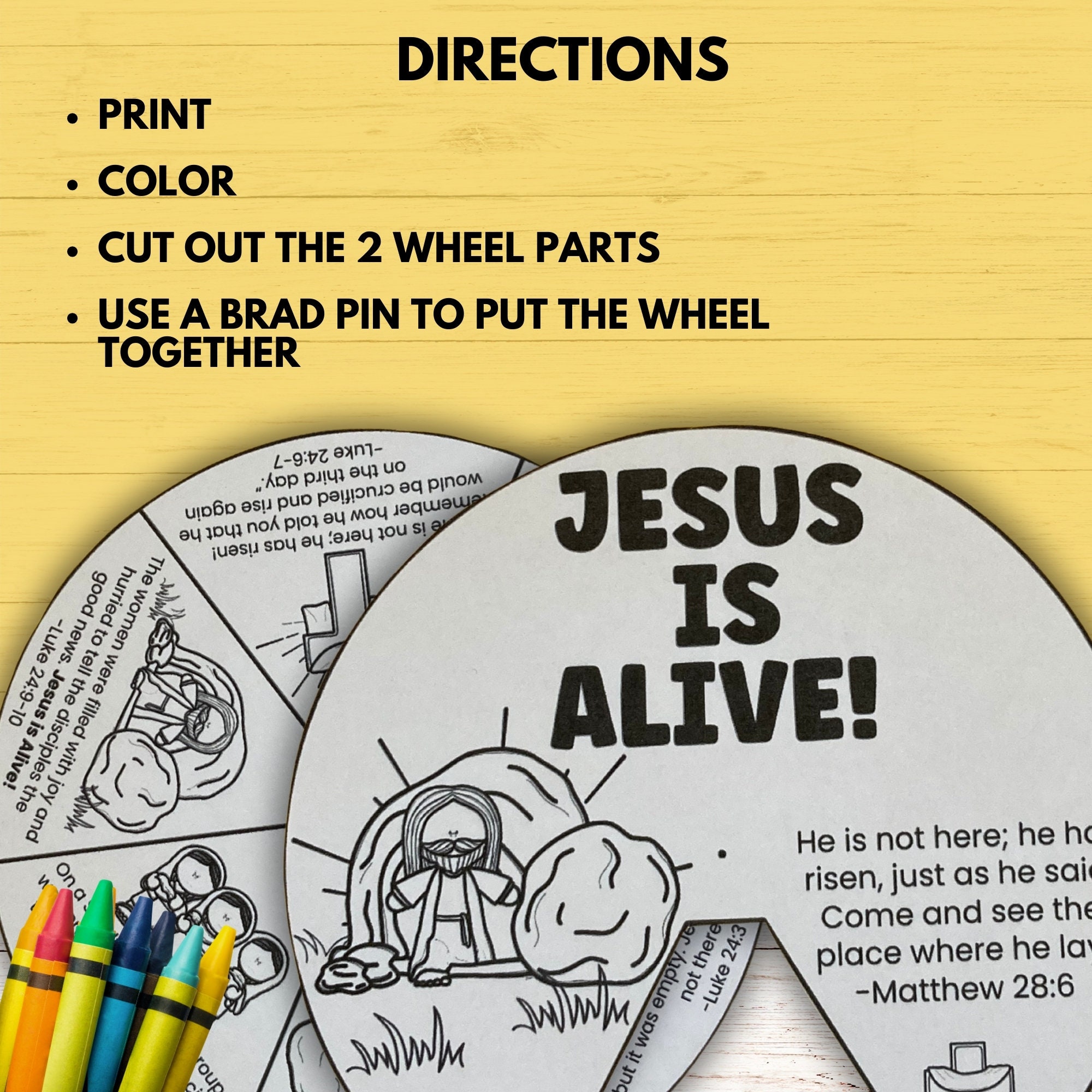 Jesus is Alive Easter Sunday Bible Story Wheel Craft, Easter Bible ...
