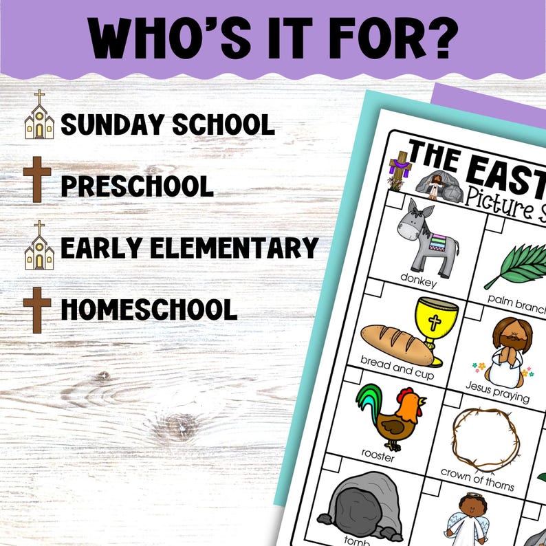 Easter Story Bible Lesson Scavenger Hunt Activity Prek, Sunday School ...