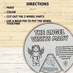 The Angel Visits Mary Coloring Wheel Craft Printable for Kids ...