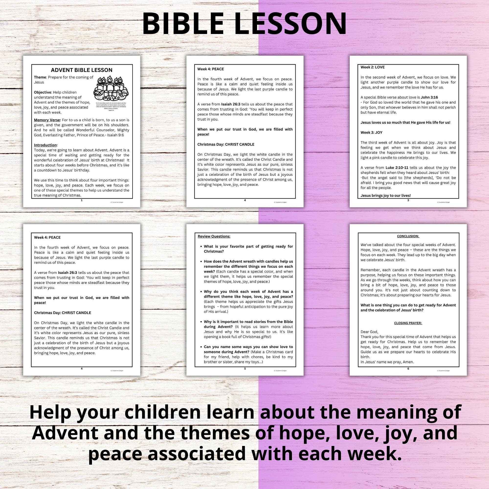 Advent Wreath Bible Lesson and Advent Coloring Bible Wheel Christmas ...
