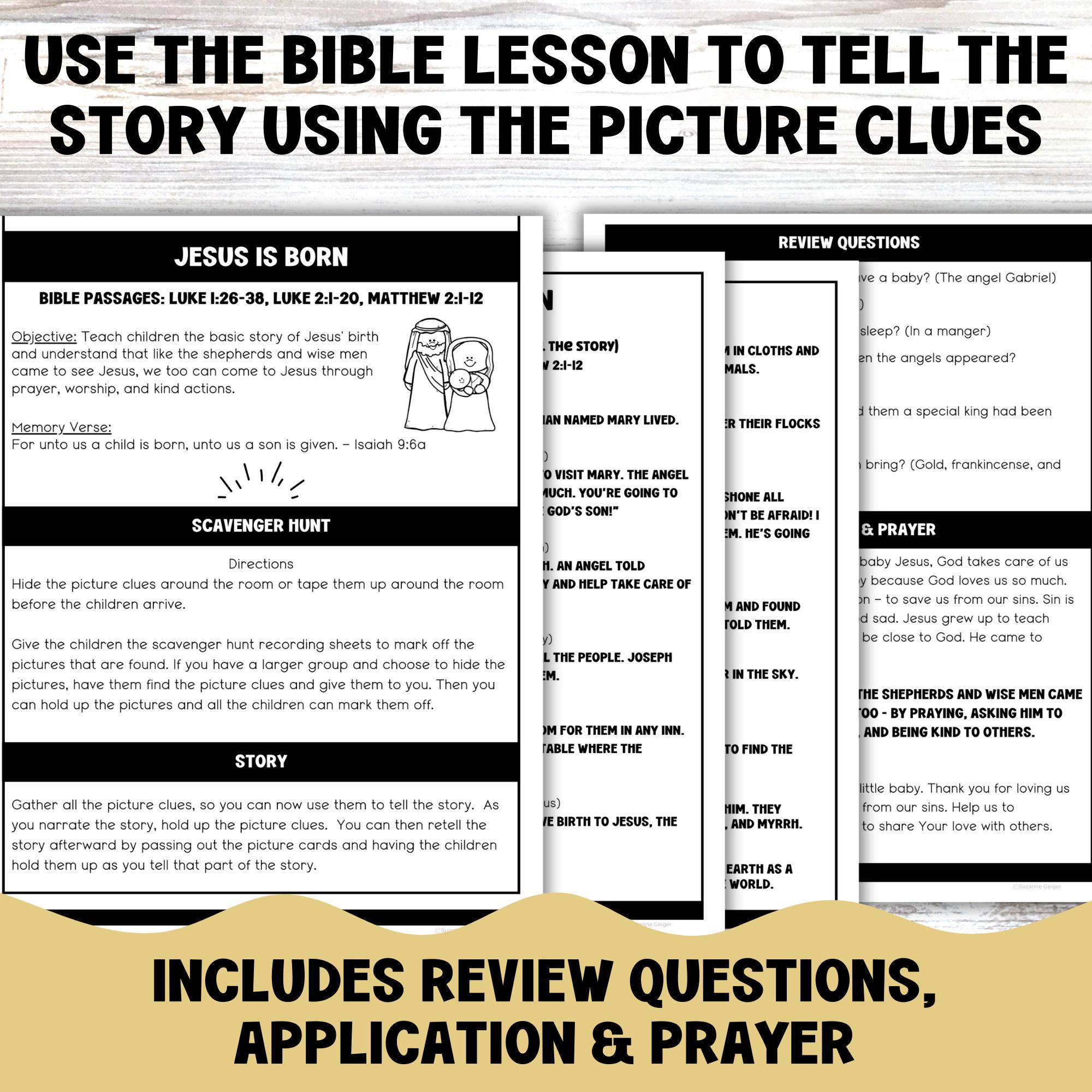 Jesus is Born Christmas Nativity Bible Lesson Church Scavenger Hunt ...