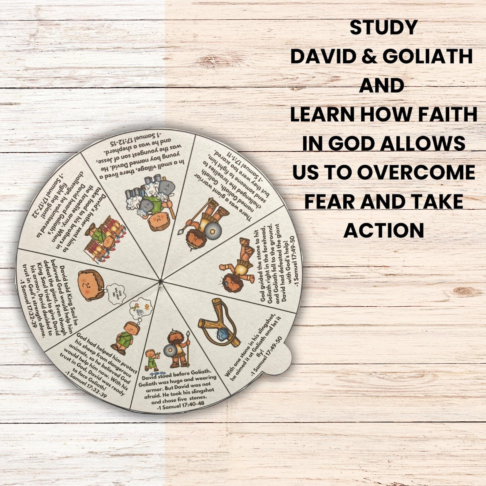 David and Goliath Bible Spinner Wheel Sunday School Craft Printable ...