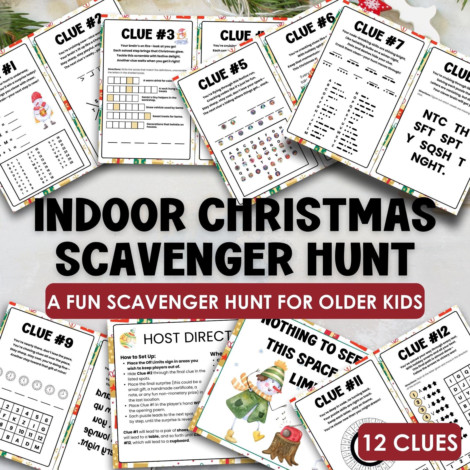 Teen Christmas Scavenger Hunt Printable, Indoor Holiday Treasure Hunt ...