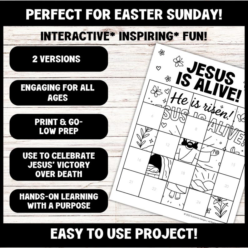 Jesus is Alive Coloring Bible Craft, Easter Sunday Resurrection Bible ...