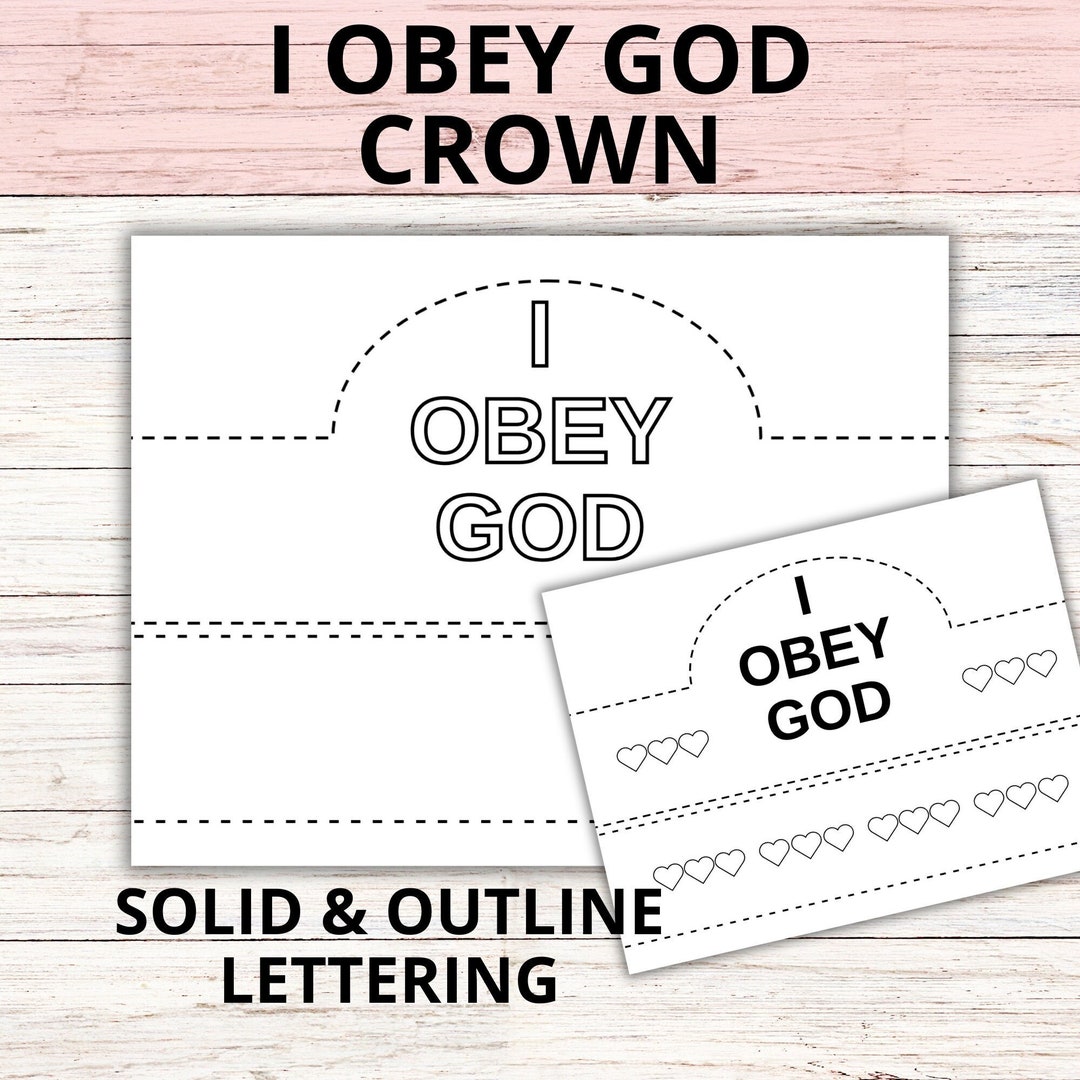I Obey God Bible Crown Craft Activity Printable, Sunday School Bible ...