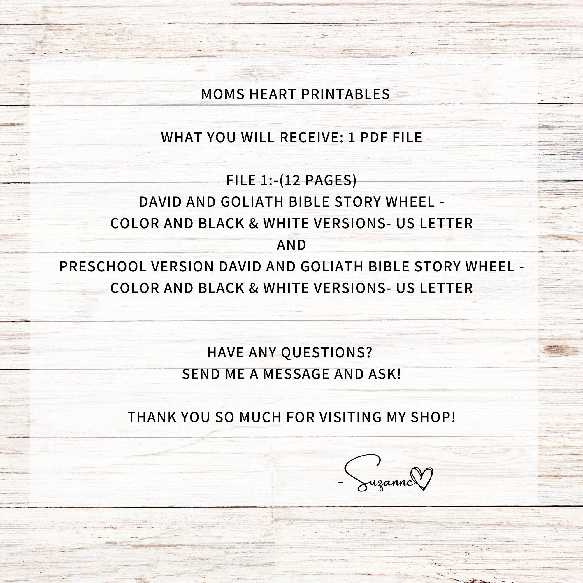 David and Goliath Bible Spinner Wheel Sunday School Craft Printable ...