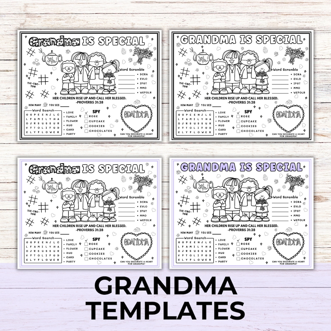 Mothers Day Bible Activity Coloring Placemat, Mothers Day Church Games ...