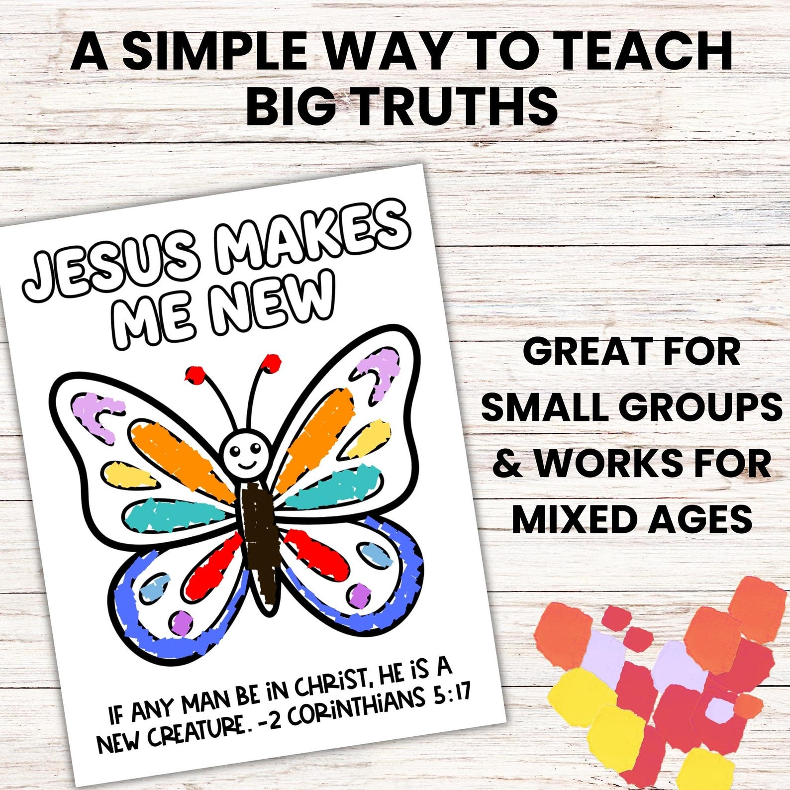 Jesus Makes Me New Torn Paper Bible Craft, Spring New Creation 2 ...