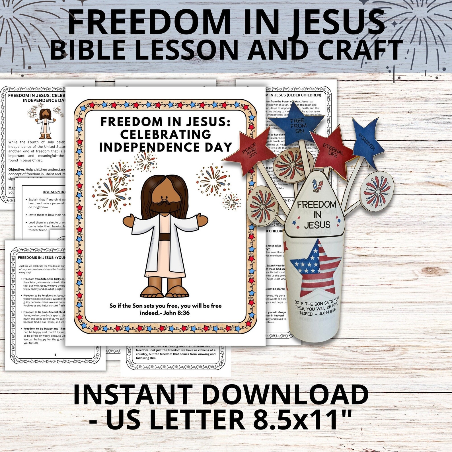 July 4th Sunday School Bible Lesson and Craft Printable, Independence ...