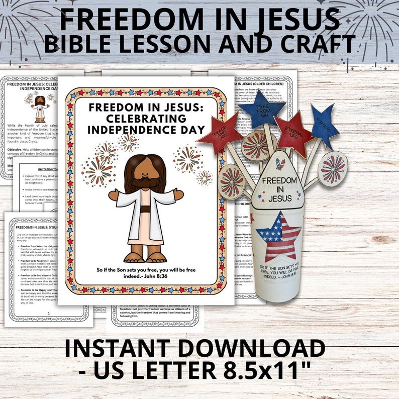July 4th Sunday School Bible Lesson and Craft Printable, Independence ...