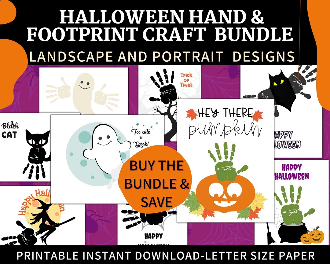 Halloween Handprint Craft Bundle, October Handprint Activity for ...