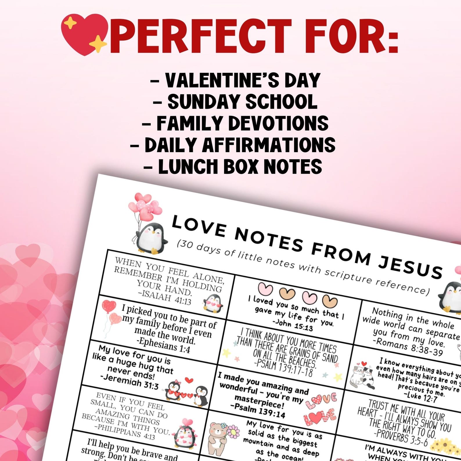 Christian Valentine Bible Love Notes From Jesus for Kids, Printable ...