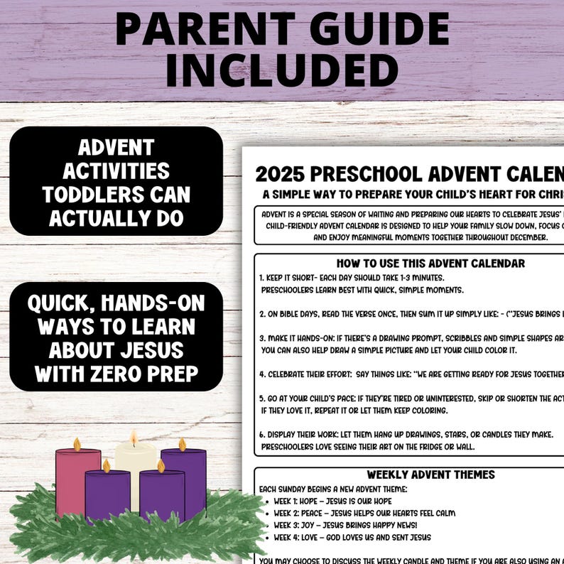 Christian Advent Calendar Preschool, Bible Advent Activities for Kids ...