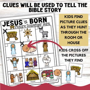 Jesus is Born Christmas Nativity Bible Lesson Church Scavenger Hunt ...