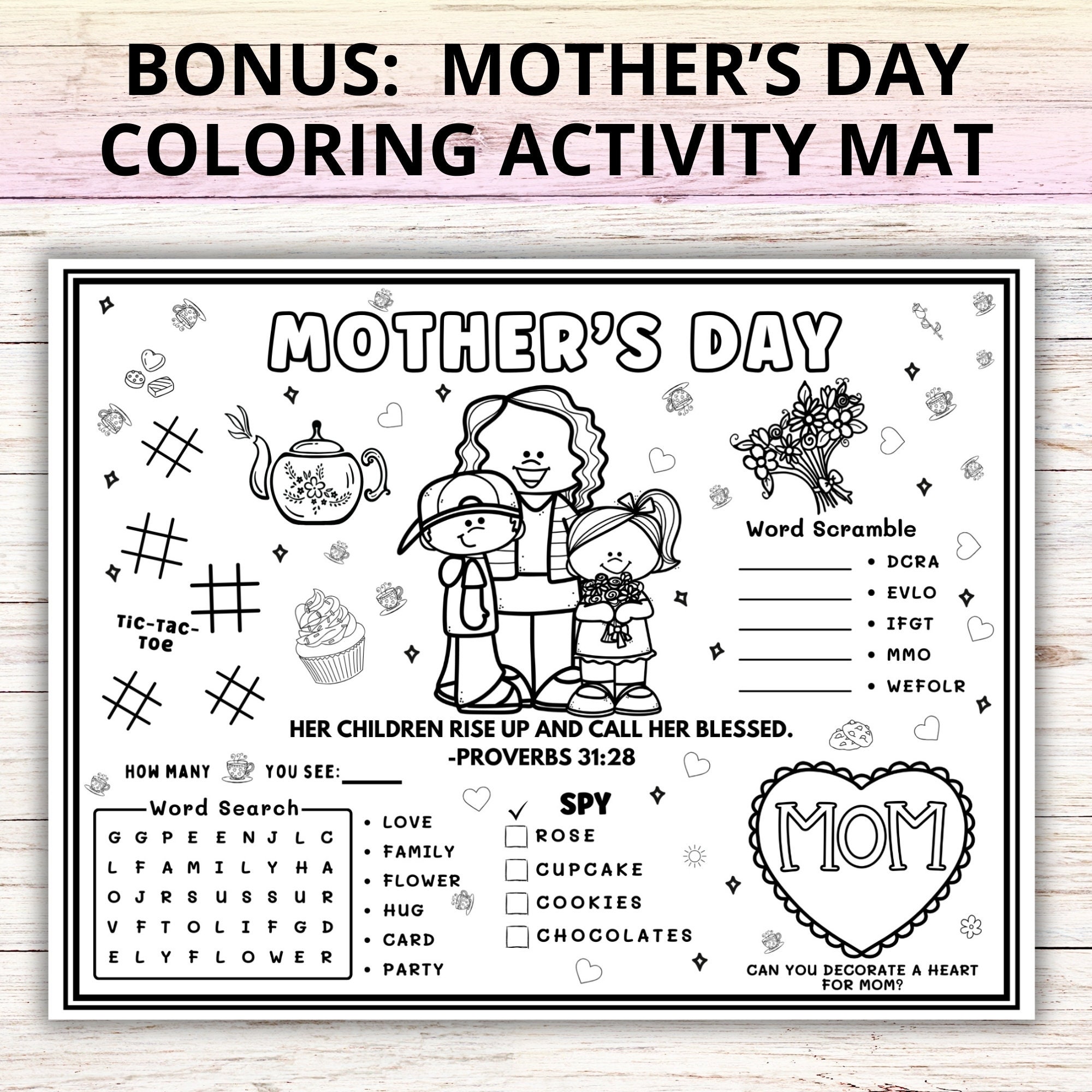 Mothers Day Bible Teaching Posters and Craft Bundle, Sunday School Moms ...