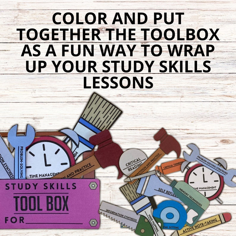 Study Skills Toolbox Craft, Teen Student Success Kit, Printable ...