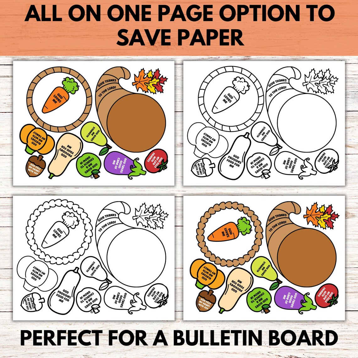 Give Thanks Cornucopia Thanksgiving Prayer Bible Craft Activity, Sunday ...