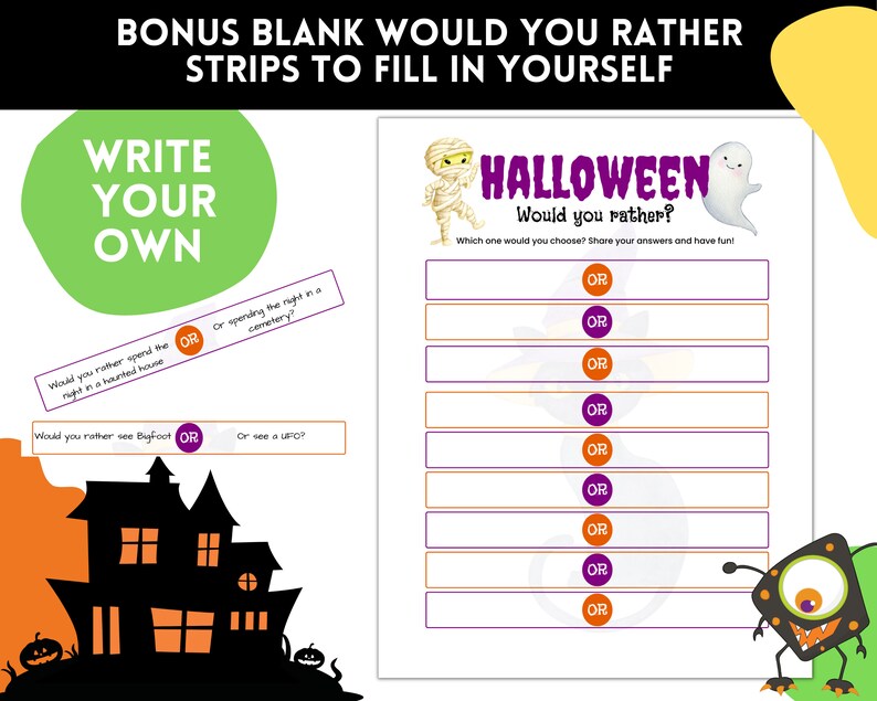 Halloween Would You Rather Game for Kids Halloween Party Ice - Etsy