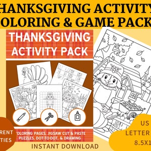 Thanksgiving Activity Pack for Kids, Thanksgiving Road Trip Printables ...