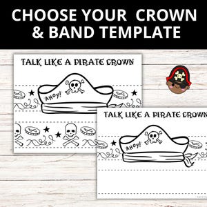 Pirate Day Paper Crown Craft Activity Printable, Paper Pirate Hat Party ...