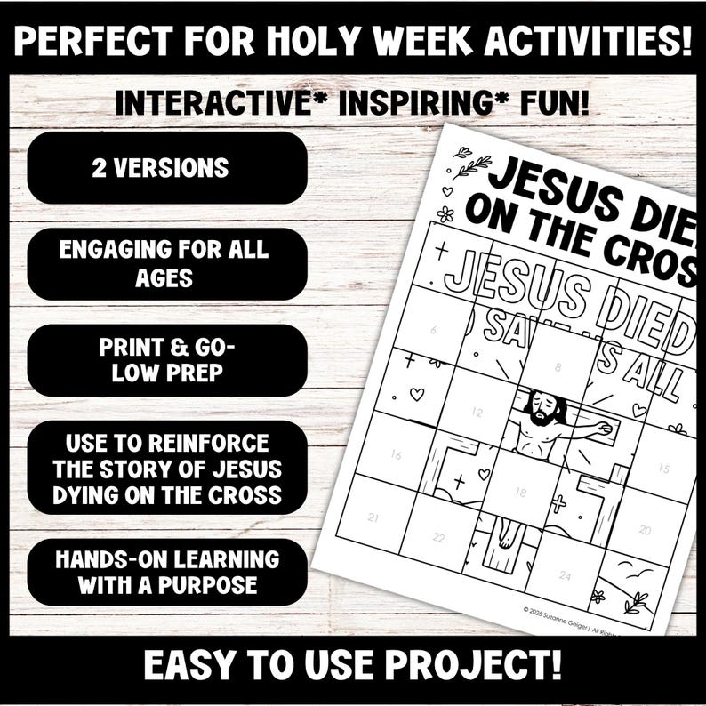Jesus Died on the Cross Coloring Bible Craft, Good Friday Bible Mixed ...