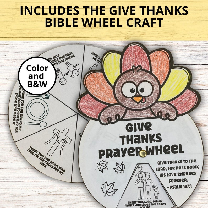 Give Thanks Thanksgiving Bible Lesson and Prayer Wheel for Kids ...