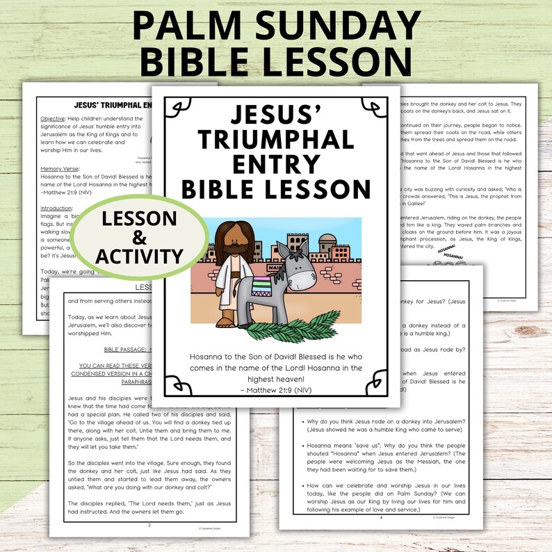 Palm Sunday Bible Lesson and Story Wheel Craft Bundle, Triumphal Entry ...