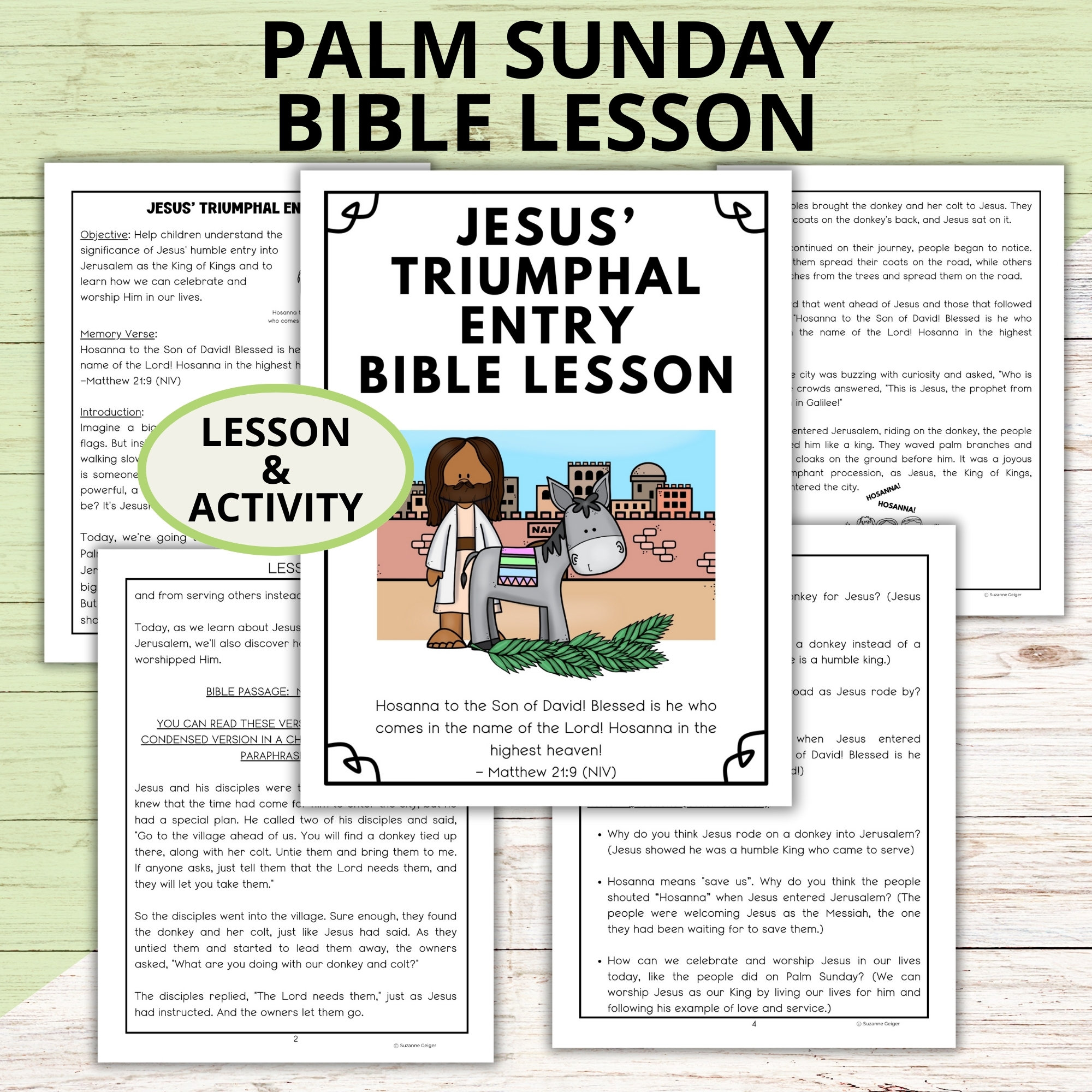 Palm Sunday Bible Lesson and Story Wheel Craft Bundle, Triumphal Entry ...
