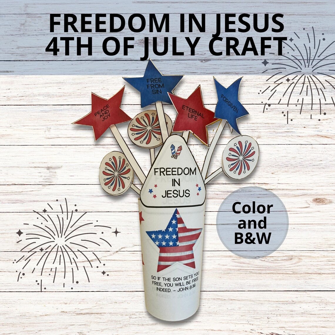 4th of July Sunday School Bible Craft Freedom in Jesus Bible - Etsy