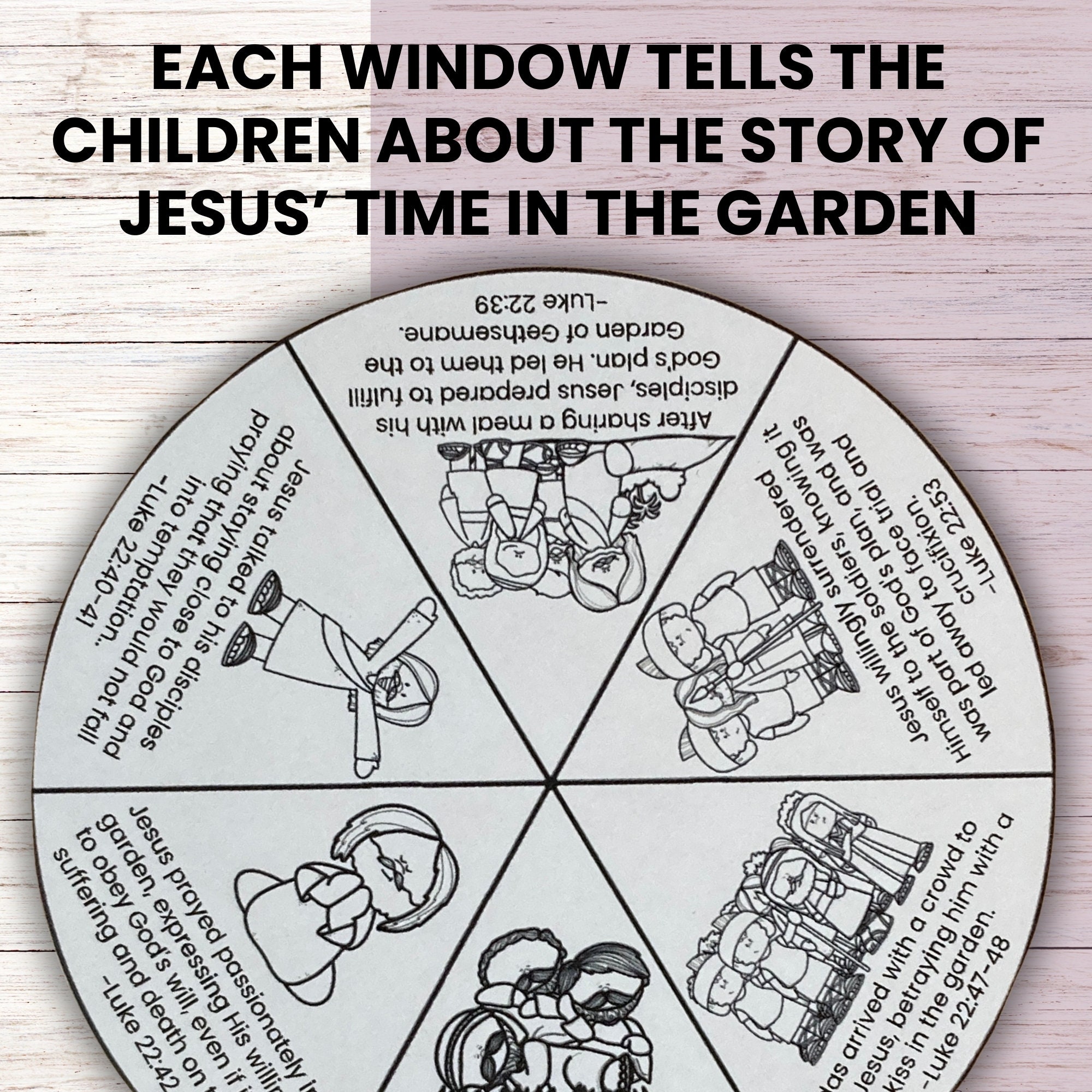 Jesus in the Garden of Gethsemane Bible Coloring Wheel Lesson for Kids ...