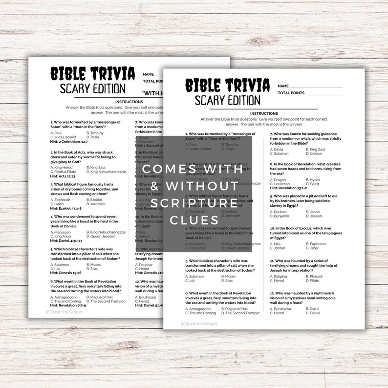 Christian Halloween Scary Bible Trivia Game for Church and Families ...