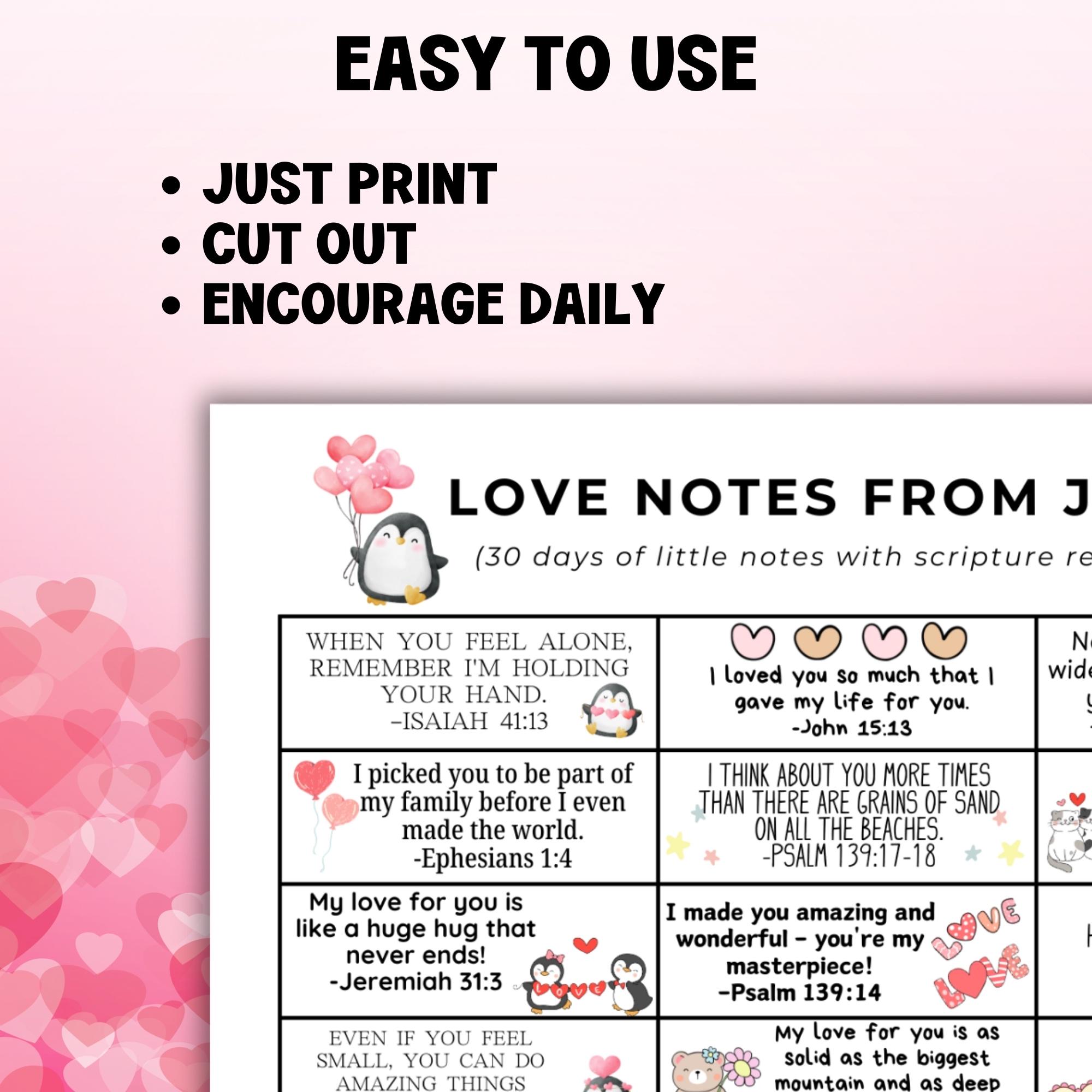 Christian Valentine Bible Love Notes From Jesus for Kids, Printable ...