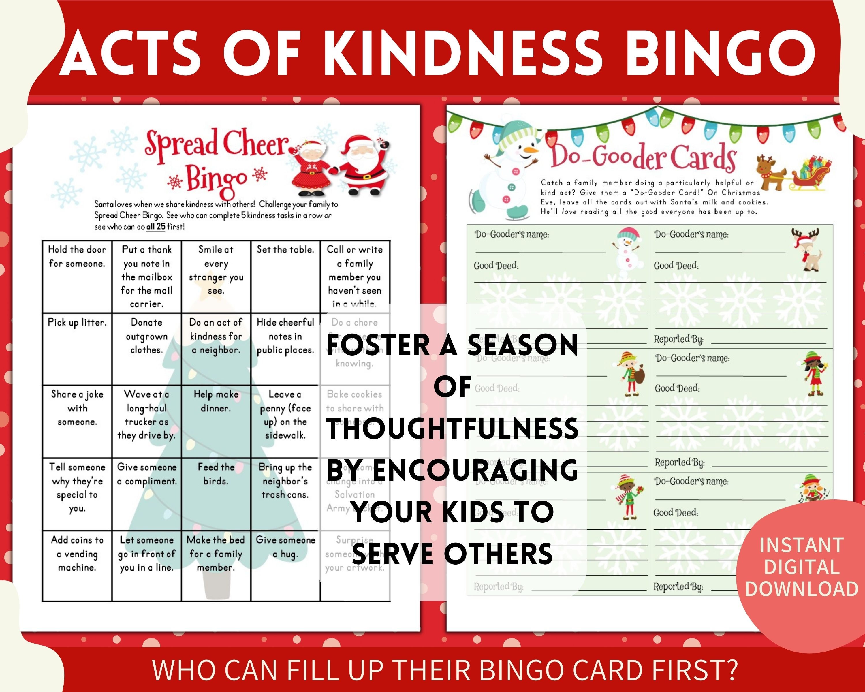 Christmas Acts of Kindness Bingo, Printable Spread Holiday Cheer ...